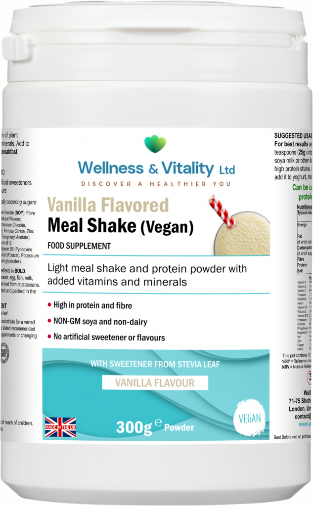 Vanilla Flavoured Meal Shake (Vegan) - Wellness & Vitality Ltd